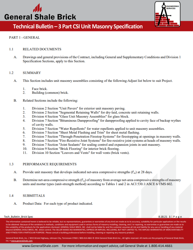 Brick Specification Documents - Michigan Brick